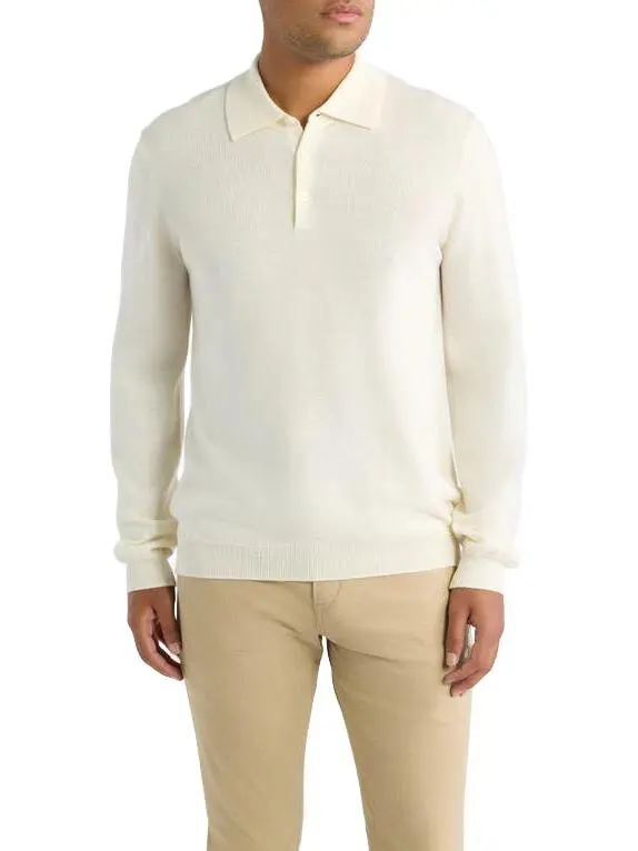 Bugatchi Merino Wool Polo Sweater - Chalk