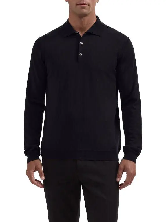 Bugatchi Merino Wool Polo Sweater - Navy