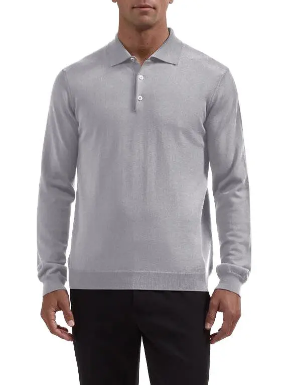 Bugatchi Merino Wool Polo Sweater - Platinum