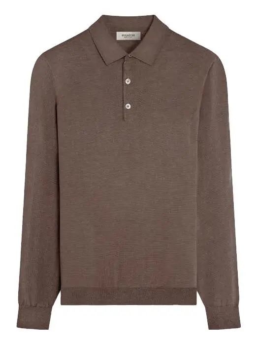 Bugatchi Merino Wool Polo Sweater - Walnut