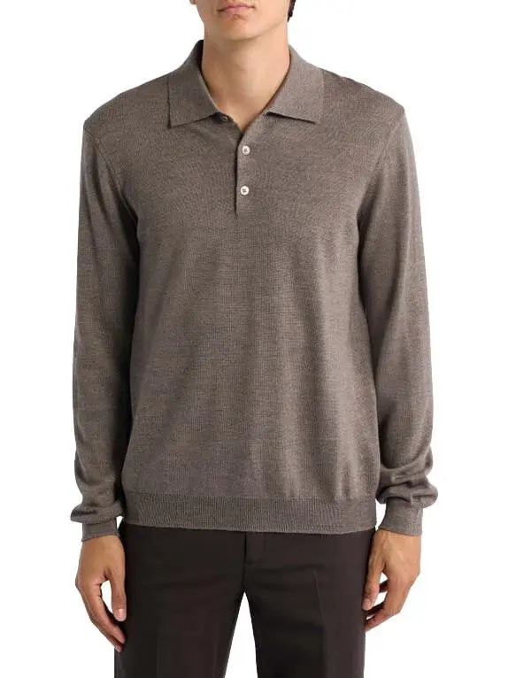 Bugatchi Merino Wool Polo Sweater - Walnut
