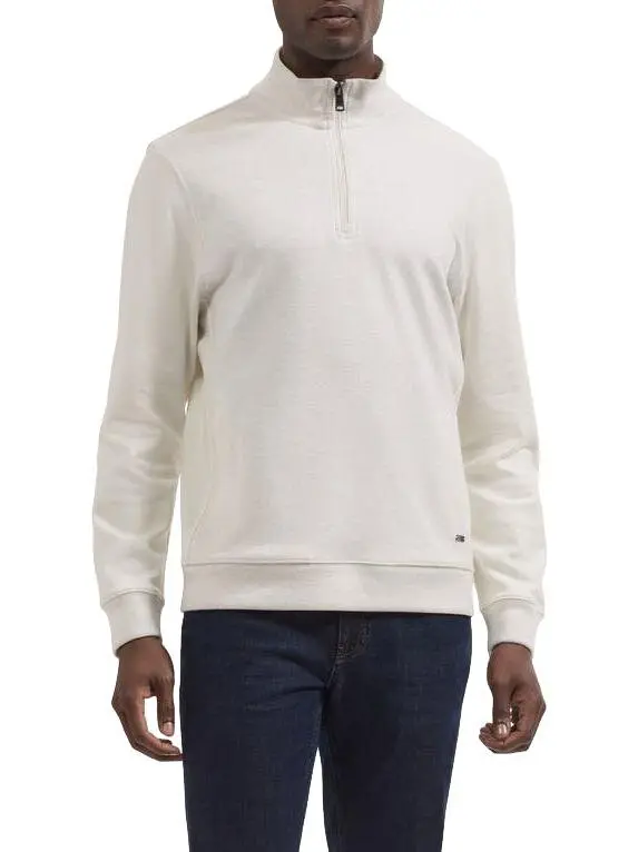 Bugatchi Quarter-zip Pullover Mock Neck Knit - Chalk