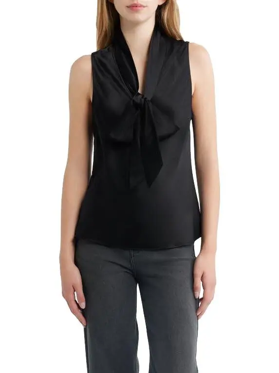 Rails Poppy Tie Neck Sleeveless Top - Black