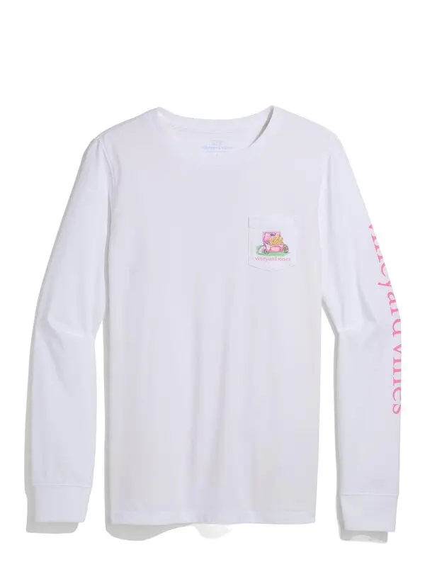 Vineyard Vines Long Sleeve Pocket Graphic T-shirt - White Cap