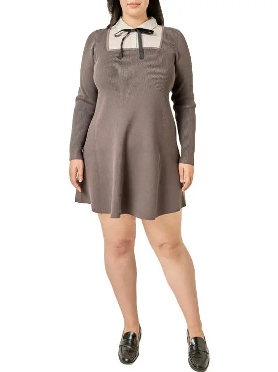 English Factory Mixed Media Sweater Dress - Grey