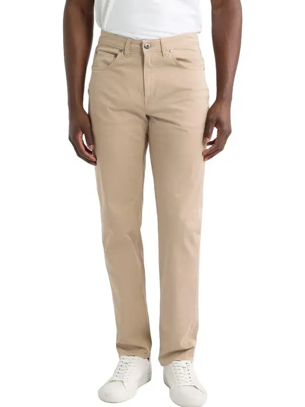 Bugatchi Five Pocket Stretch Cotton Pants - Cobblestone