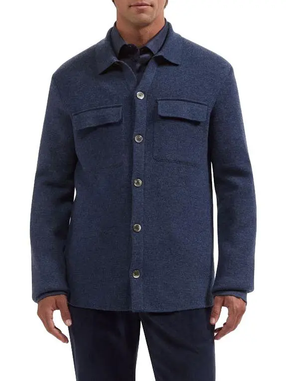 Bugatchi Wool & Cashmere Button-front Cardigan - Navy