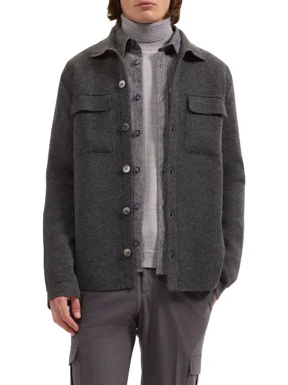 Bugatchi Wool & Cashmere Button-front Cardigan - Storm