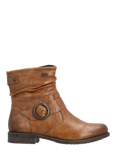 RIEKER Ornella 57 Leather Buckled Zip Up Bootie - Cuoio