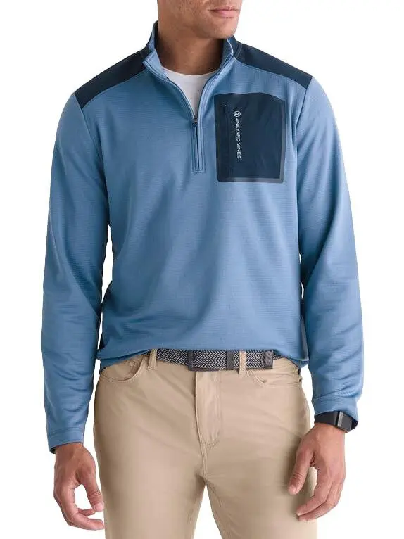 Vineyard Vines Grid-tech Quarter Zip Pullover - Blue Heron