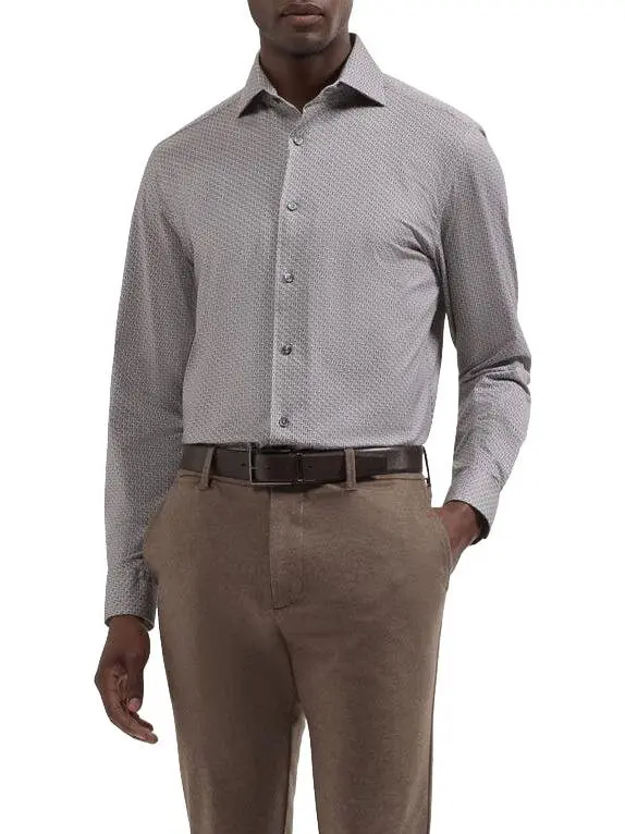 Bugatchi Devon Ooohcotton® Geo Print Button-up Shirt - Cement
