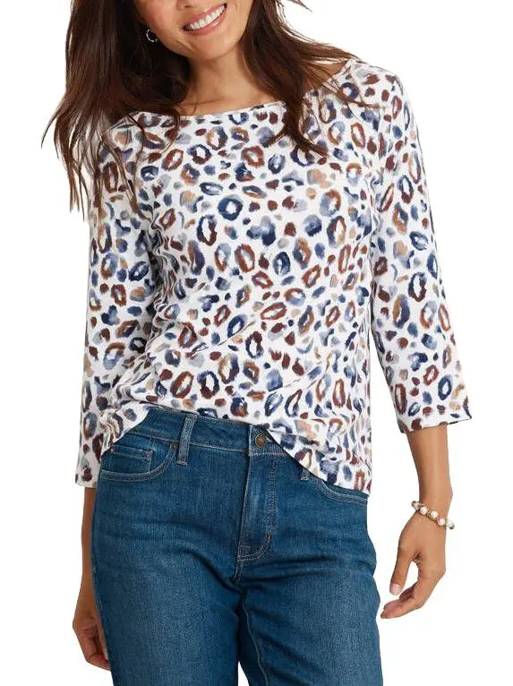 Tommy Bahama Ashby Isles Bateau Neck T-shirt With Animal Print - Coconut