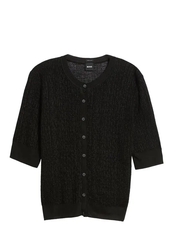 BOSS Fialora Crewneck Cardigan - Black