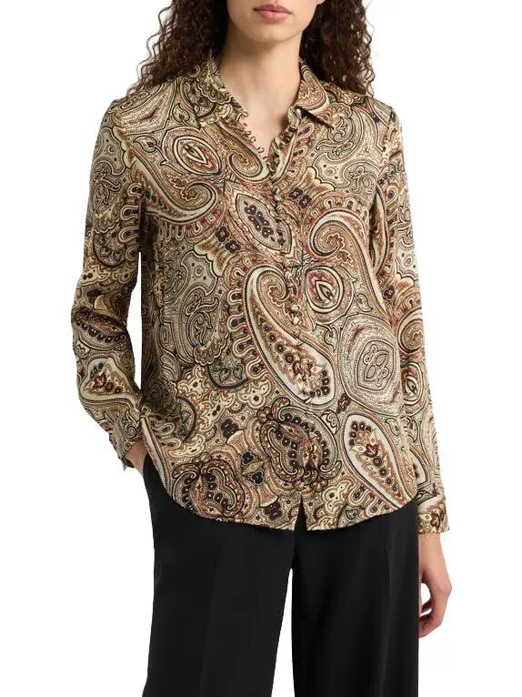 Elie Tahari Silk Blend Printed Shirt - Folklore