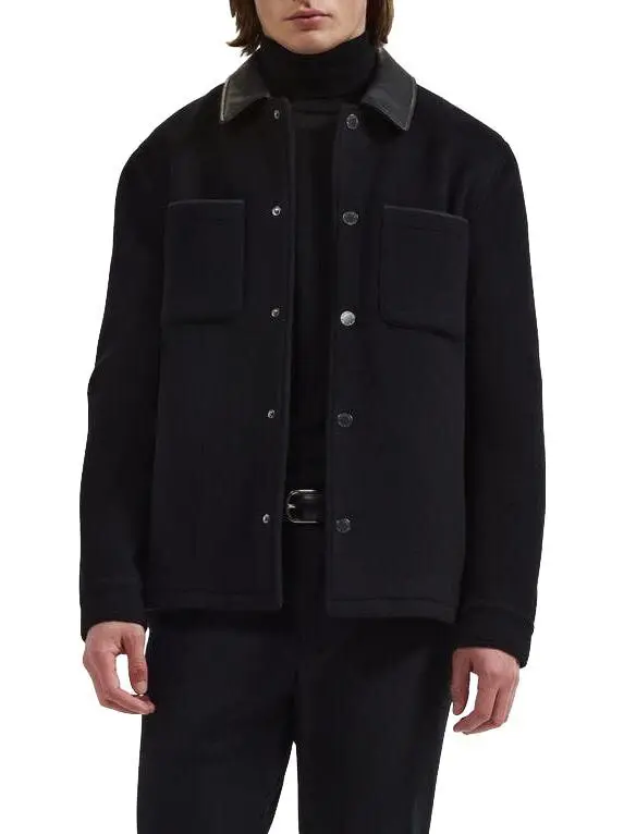 Bugatchi Wool & Cashmere Hybrid Shirt Jacket - Black