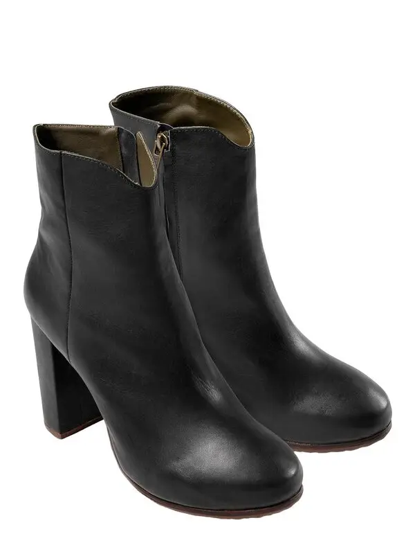 LEANNE FORD, MADE BY BEEK Leanne Ford Architectural Block Heel Leather Boots - Black