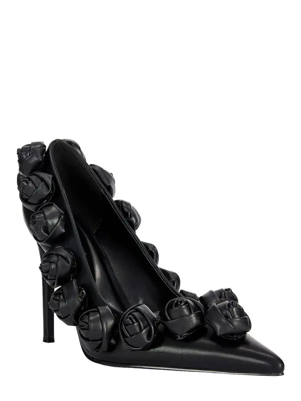 AZALEA WANG Rosina Pump With Floral Embellishments - Black