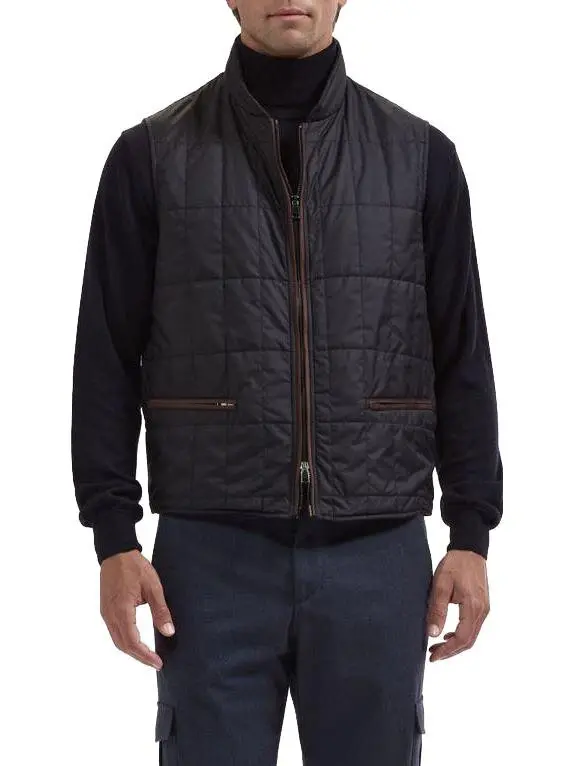 Bugatchi Quilted Padded Vest - Navy