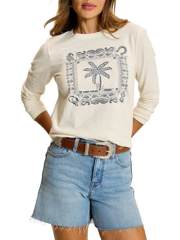 Tommy Bahama Graphic Long Sleeve Crewneck Tee - Coconut