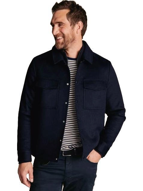 CHARLES TYRWHITT Pure Wool Harrington Jacket - Navy