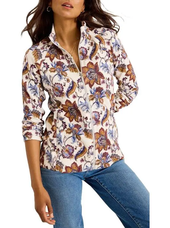 Tommy Bahama Aruba Mesa Shores Full Zip Hoodie With Floral Print - Coconut