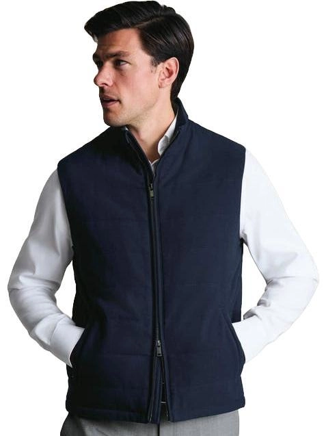 CHARLES TYRWHITT Flannel Quilted Gilet - Navy