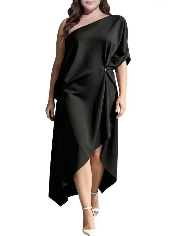 STANDARDS & PRACTICES Asymmetrical One-shoulder High-low Dress - Black