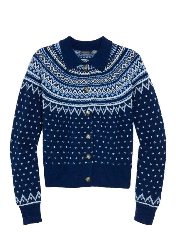 Vineyard Vines Fair Isle Polo Cardigan - Nautical Navy