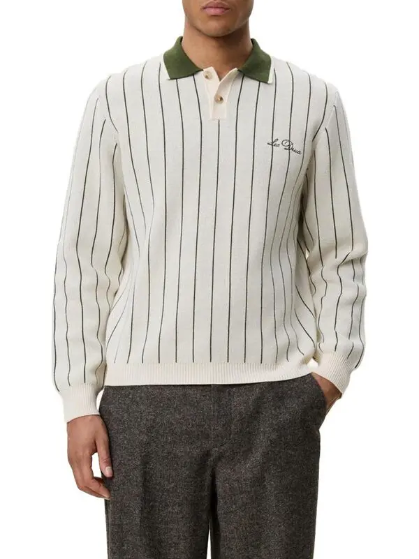 LES DEUX Signature Knitted Long Sleeve Polo - Ivory