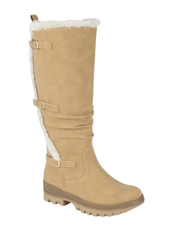 BARETRAPS Navia Tall Boot With Faux-fur Lining And Buckle Details - Cognac