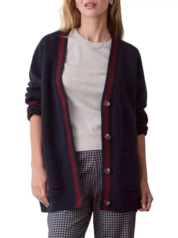 Marine Layer Varsity Long Cardigan - Twilight