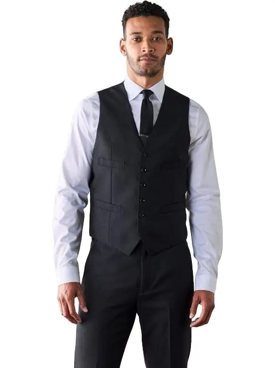 THE BLACK TUX Merino Wool Suit Vest - Black