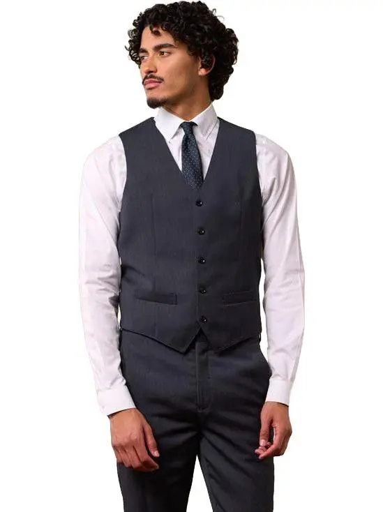 THE BLACK TUX Merino Wool Suit Vest - Charcoal