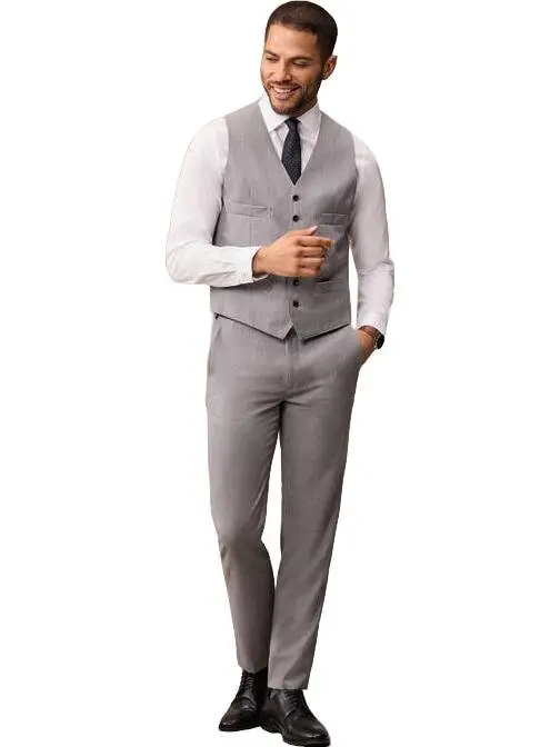THE BLACK TUX Merino Wool Suit Vest - Light Grey
