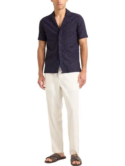 Orlebar Brown Maitan Broderie Relaxed-fit Shirt - Night Iris
