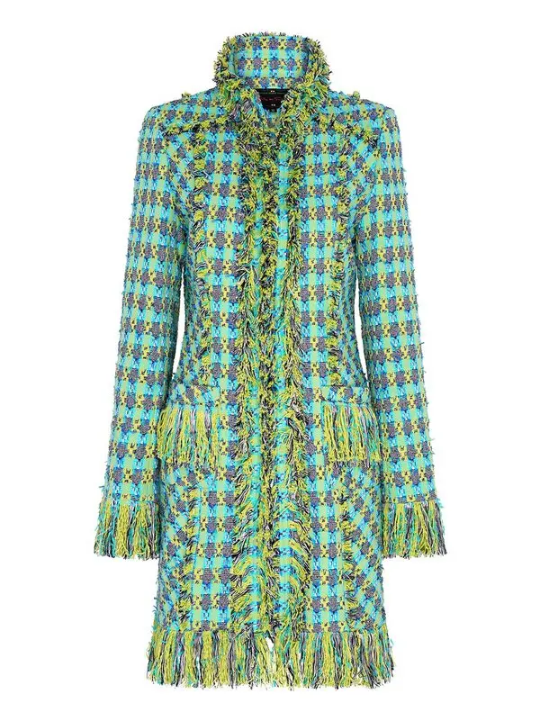 BEATRICE VON TRESCKOW Aqua Lime Fringed Lacy Coat - Green