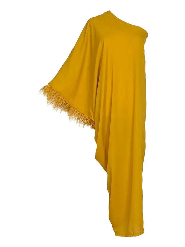 JENNAFER GRACE Chelziah Caftan With Feather Trim - Gold