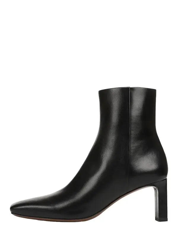 Vince Valetta Leather Ankle Boot With Sculpted Block Heel - Black