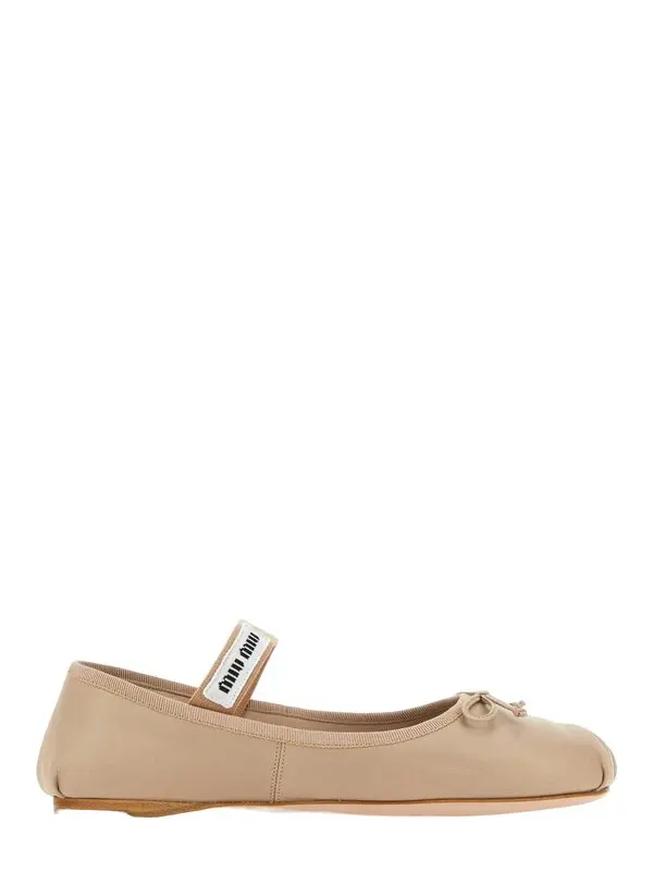 Miu Miu Powder Leather Ballerinas - Pink