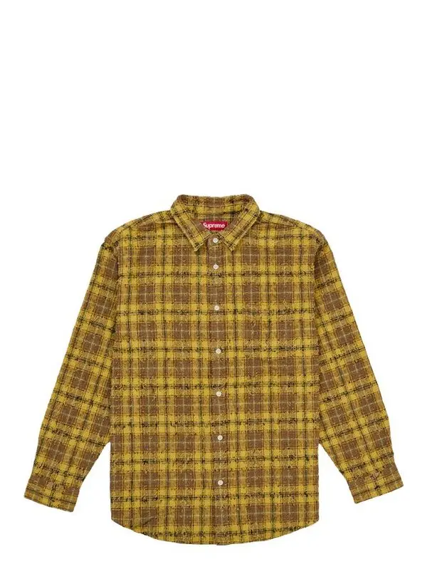Supreme Frayed Textured Plaid Shirt - Brown