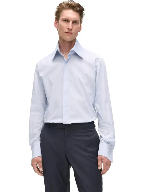 Karl Lagerfeld Modern-fit High-stand Collar Shirt - Navy