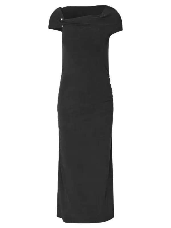 Stine Goya One Shoulder Draped Midi Dress - Black