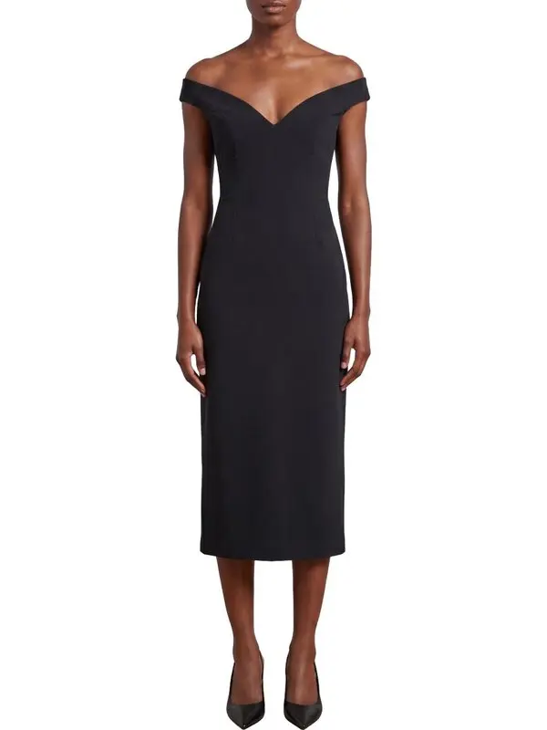 Solace London Crepe Midi Dress - Black