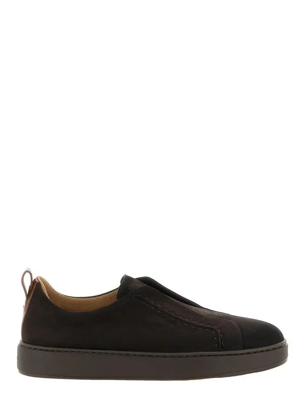 Santoni Victory Suede Slip-on Sneakers - Brown