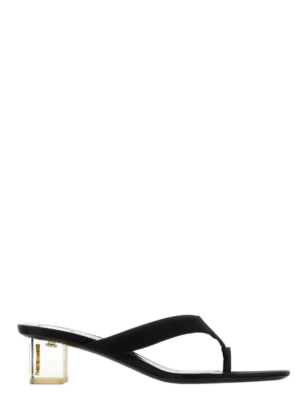 Saint Laurent Satin Frida Thong Mules - Black