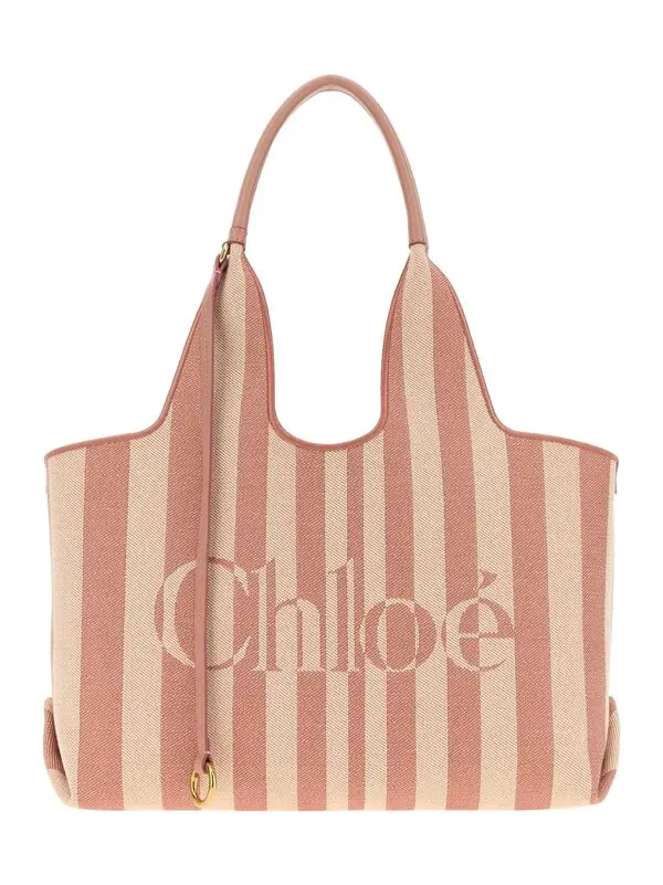 Chloé Embroidered Canvas Stripy Shopping Bag - Multicolor