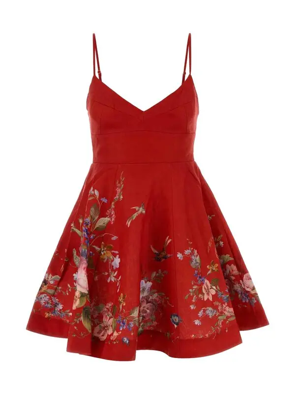 Zimmermann Linen Patience Mini Dress - Red