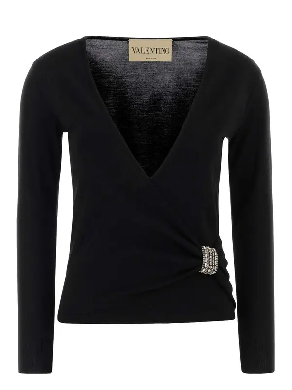 Valentino Garavani Wool V-neck Pullover - Black