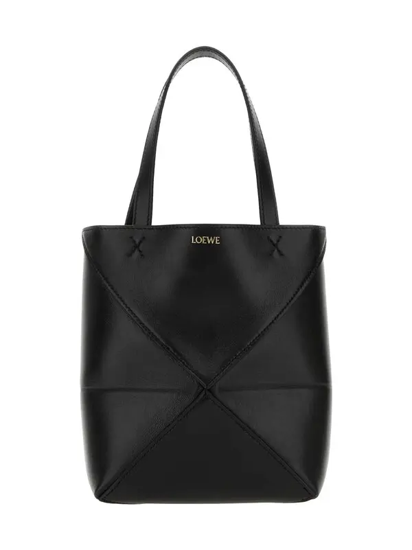 Loewe Leather Mini Puzzle Fold Handbag - Black