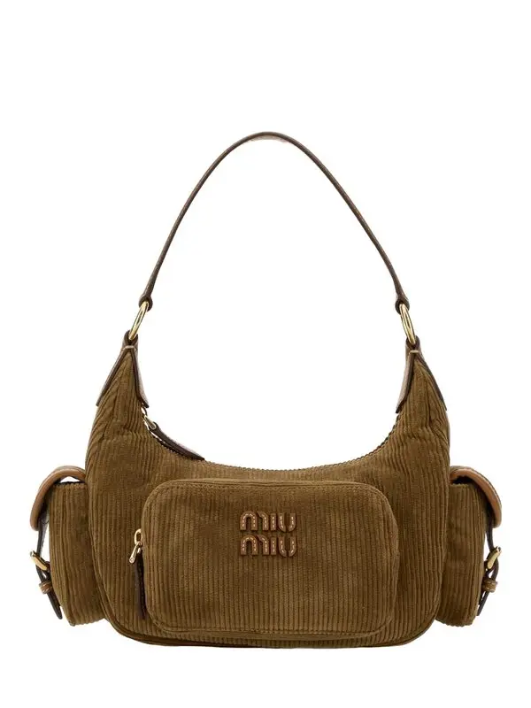 Miu Miu Corduroy Shoulder Bag - Brown